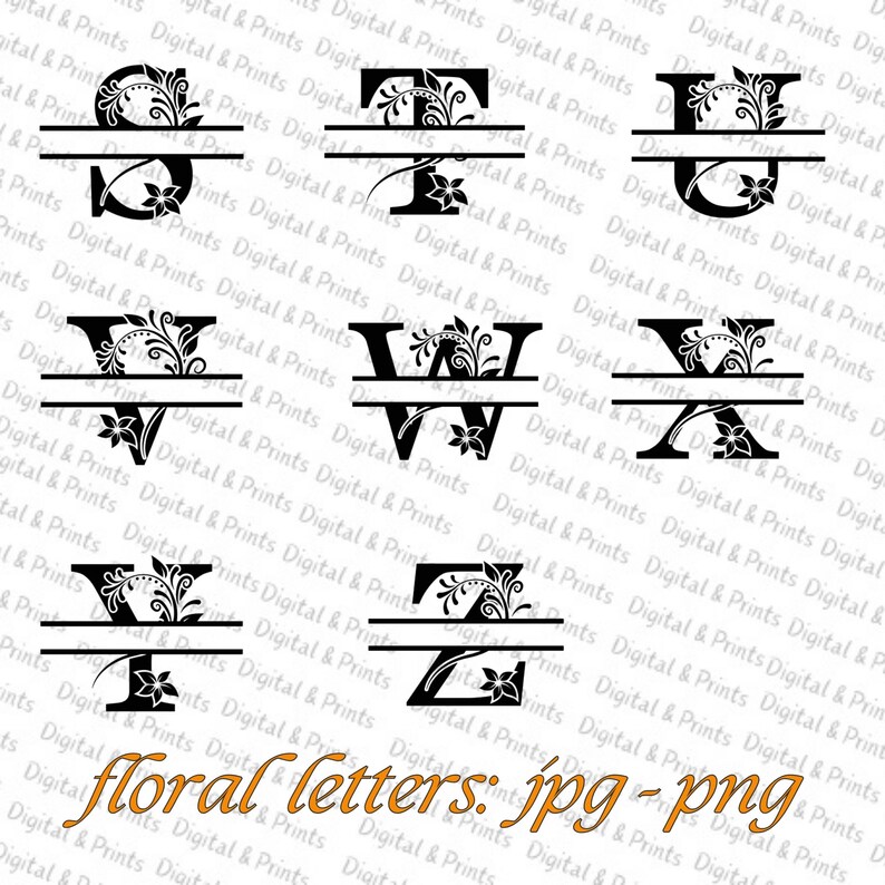 Split Monogram Bundle, Wedding Name Monogram, Floral Monogram, Floral ...