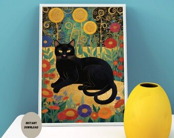 Gustav Klimt Garden Cat Style Farm Garden Cat Gustav Klimt Style Canvas Design Gustav Klimt ...