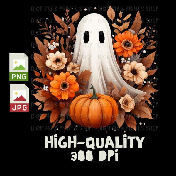 Two Ghost Artwork Print, Poster Halloween, Cute Ghosts Print, Spooky ...