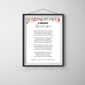 Teacher Appreciation Poem Printable, Parent's Thank You Gift, End of ...