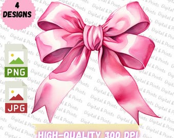 Pink Pastel Coquette Ribbon Bow Watercolor PNG, Pink Bow Png, Coquette ...