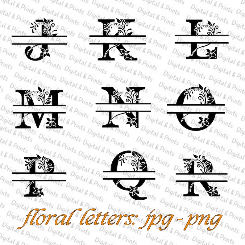 Split Monogram Bundle, Wedding Name Monogram, Floral Monogram, Floral ...