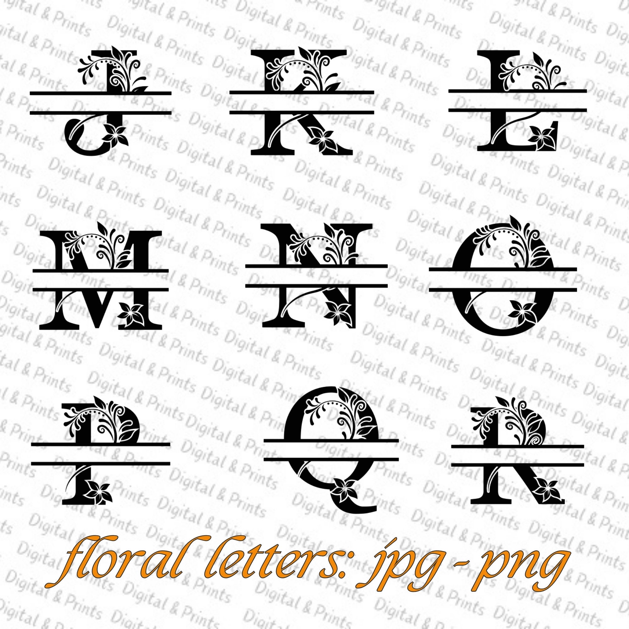 Split Monogram Bundle, Wedding Name Monogram, Floral Monogram, Floral ...