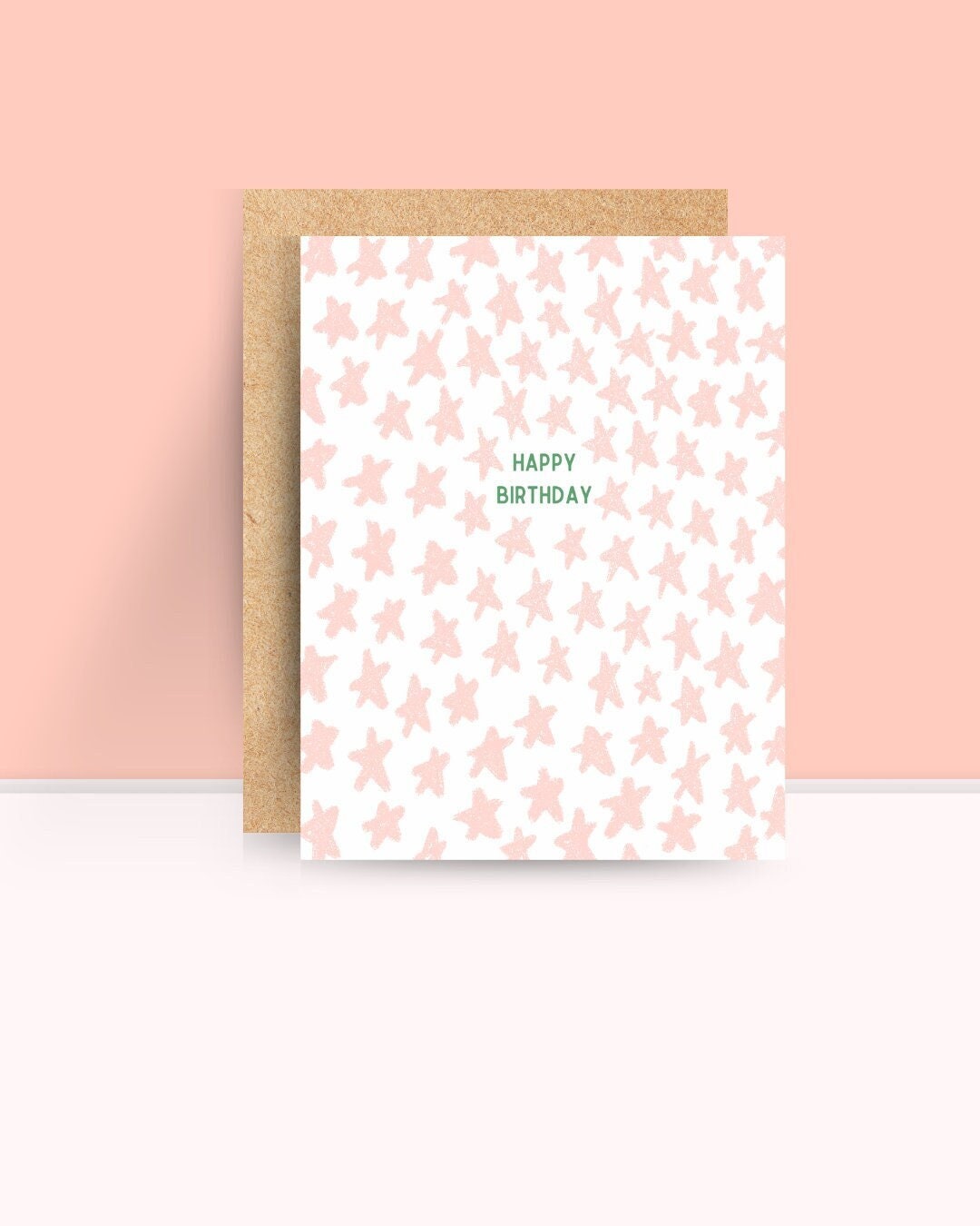 Happy Birthday Star Card, Star Pattern Birthday Card, Pink Star Card ...
