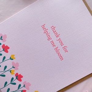 Thank You for Helping Me Bloom Card, Mother's Day Card, Flower Card for ...