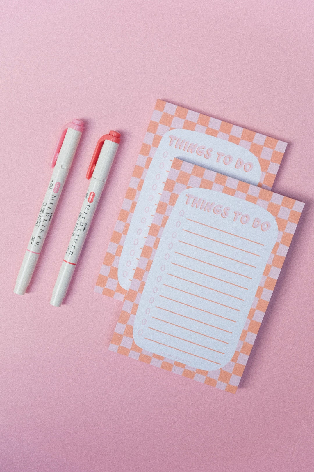 Checkered Notepad, Orange and Pink Checkered Stationery, Things to Do ...