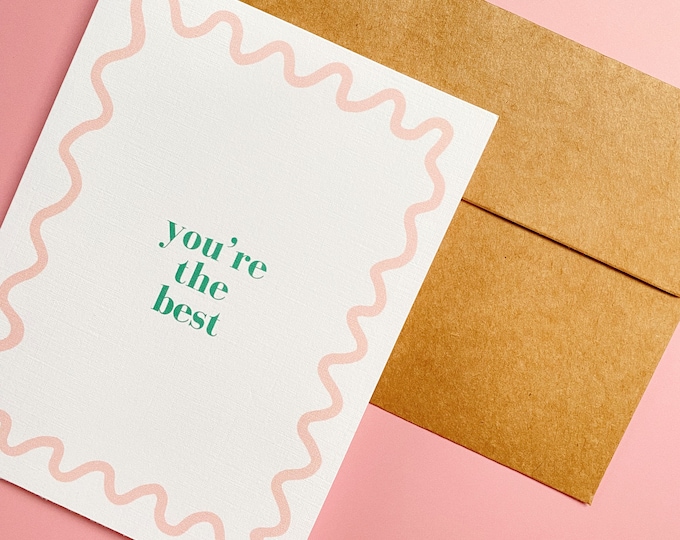 You're the Best Card, Squiggle Card, Trendy Thank You Card, Simple ...