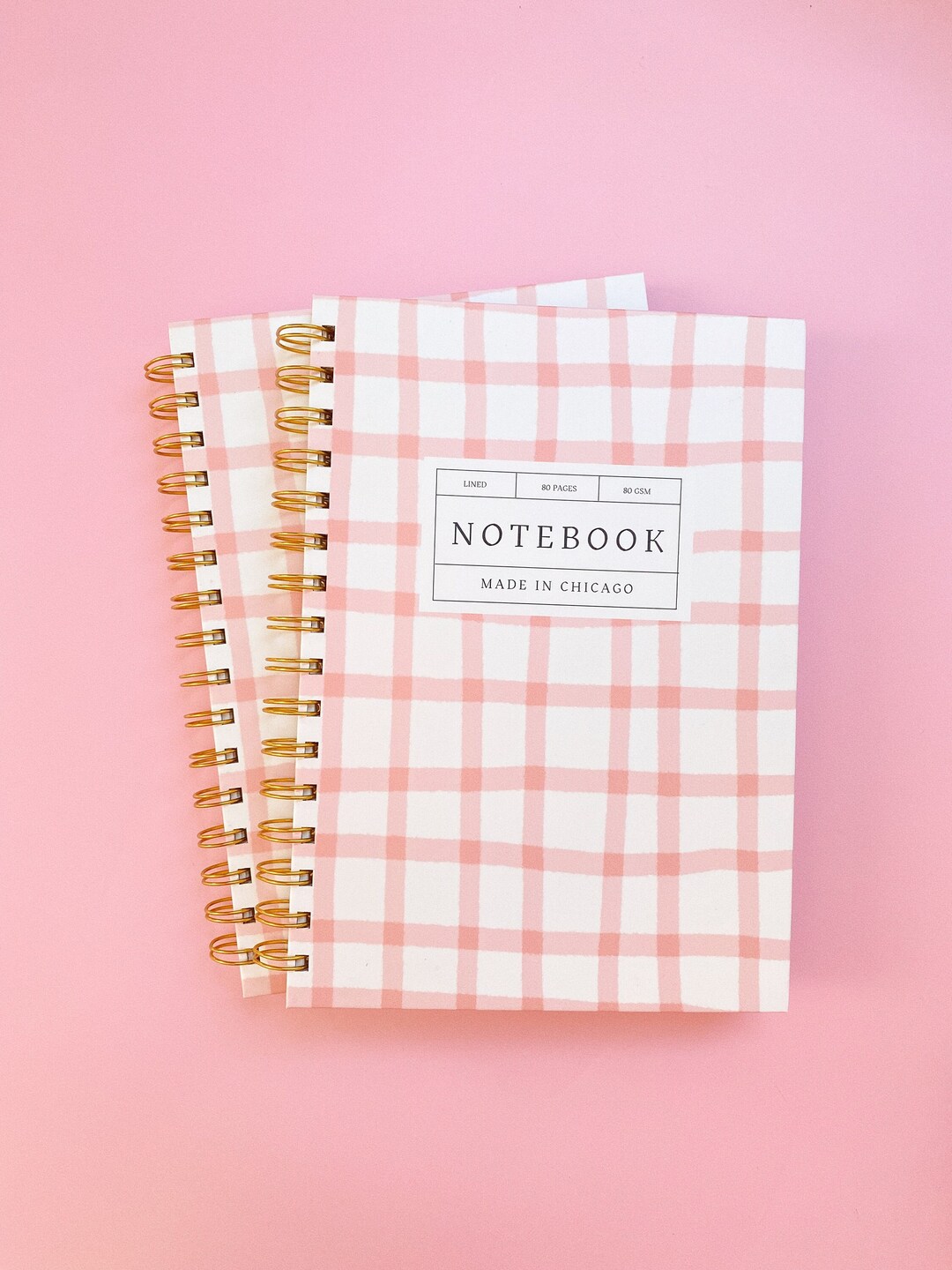 Pink Gingham Notebook Pink Checkered Journal Wire Bound - Etsy