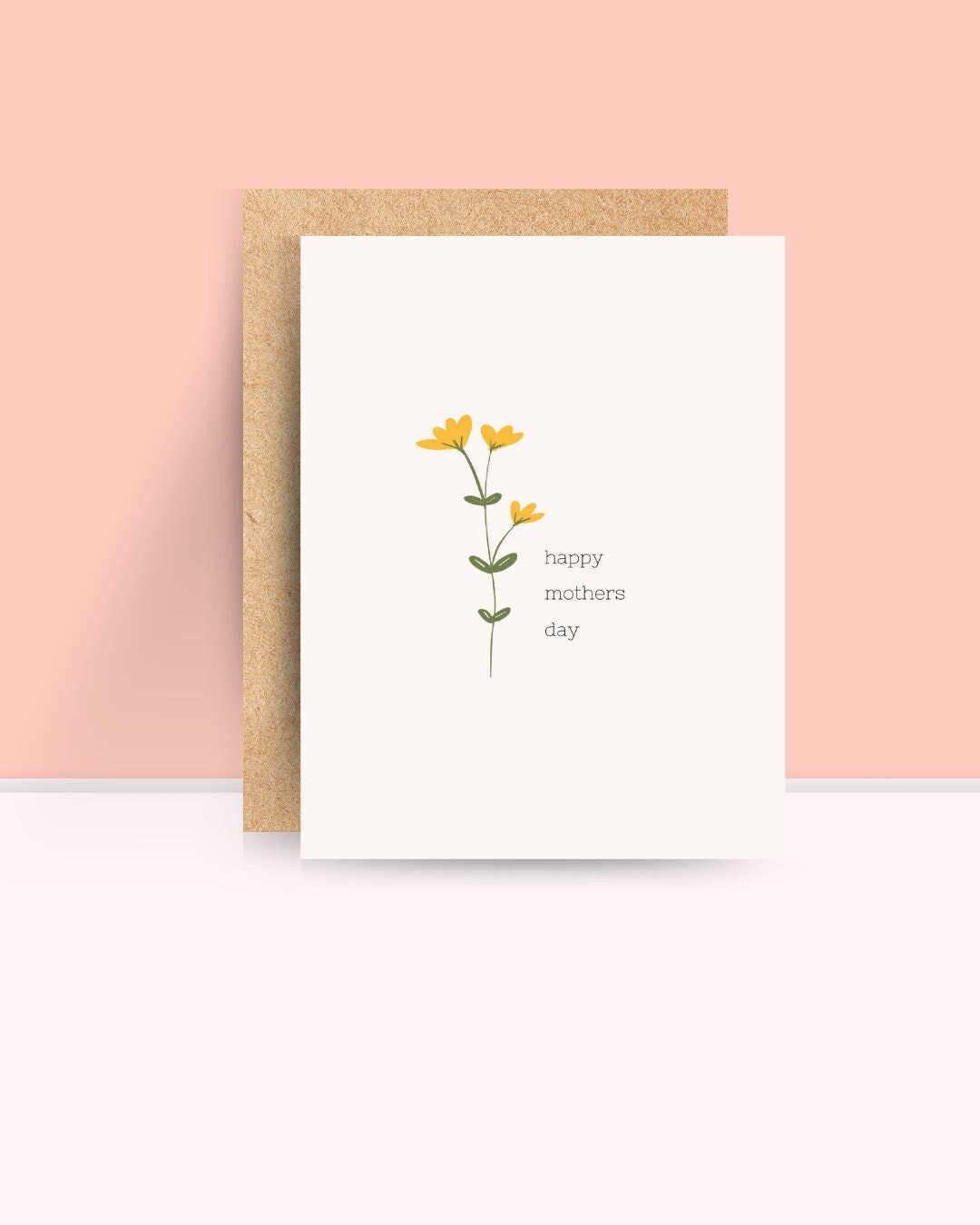 Yellow Mother's Day Card, Yellow Tulip Card, Simple Card for Mom, for ...