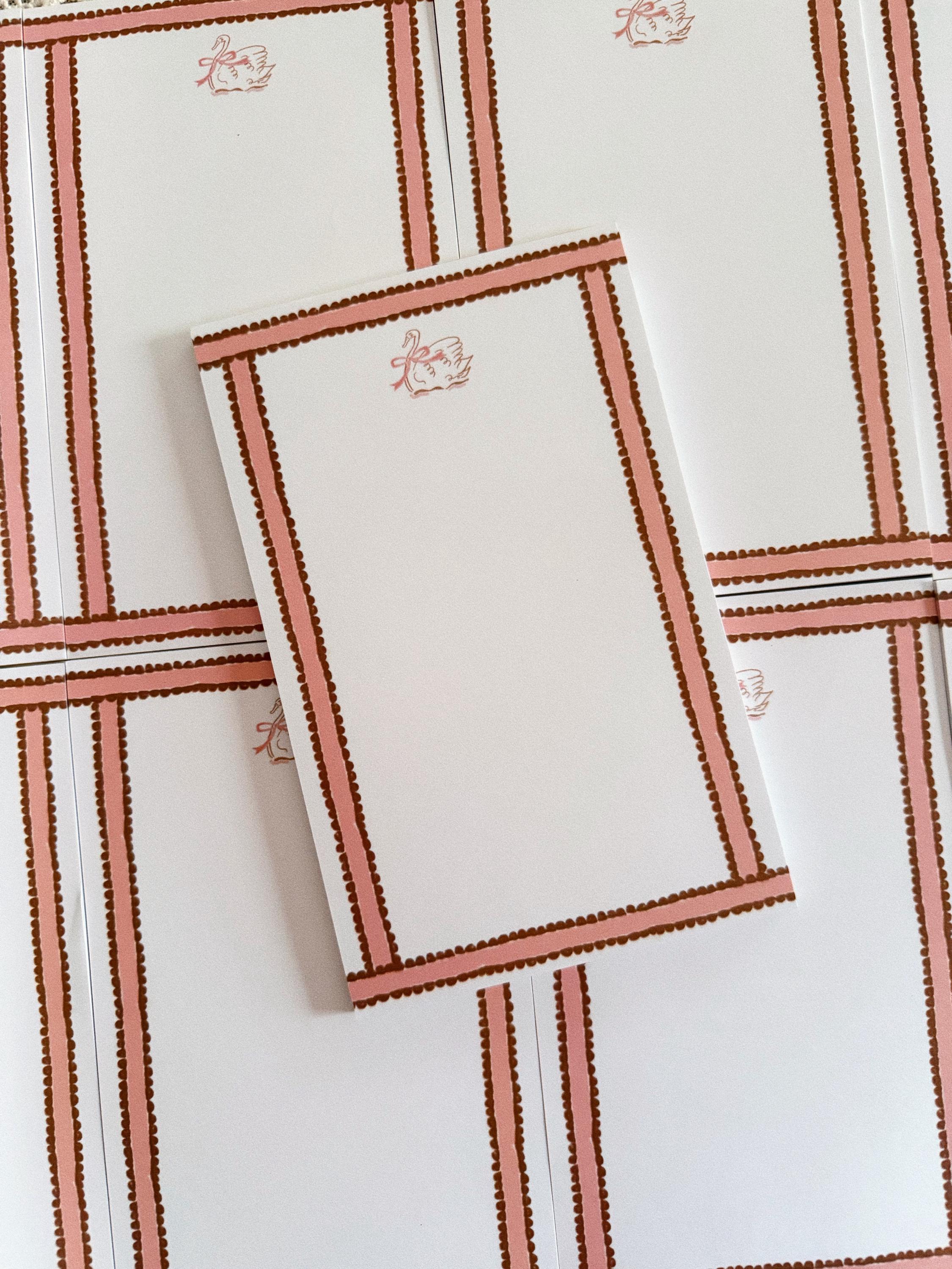 Swan Bow Notepad: Pink Coquette Stationery, Girly to Do List - Etsy