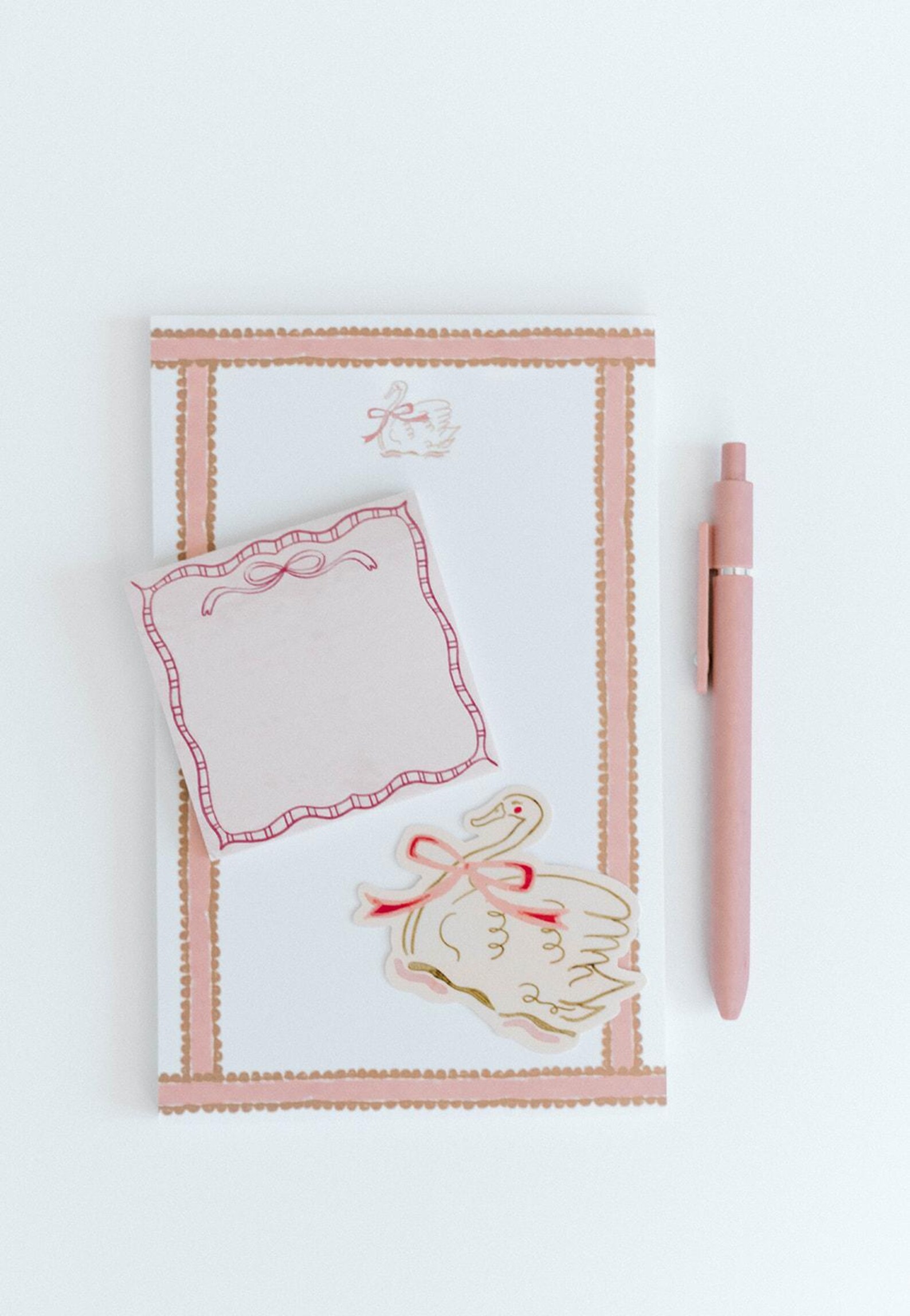 Swan Bow Notepad: Pink Coquette Stationery, Girly to Do List - Etsy
