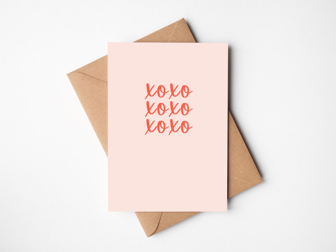 Xoxo Card, Galentine Card, Cute Valentine, Hugs & Kisses Valentine ...