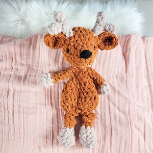 Crochet Deer Lovey Snuggler Stuffed Animal Security Blanket Baby Buck ...