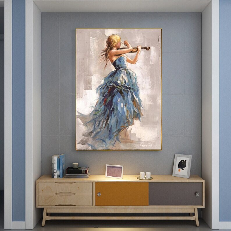 Violinist Oil Painting, the Violin Poster, Modern Wall Art, Ballerina ...