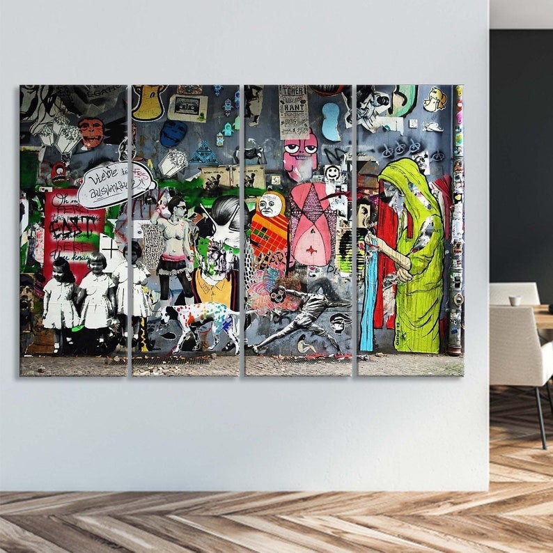 Banksy Modern Artwork, Street Art Canvas, Abstract Wall Decor, Trendy ...