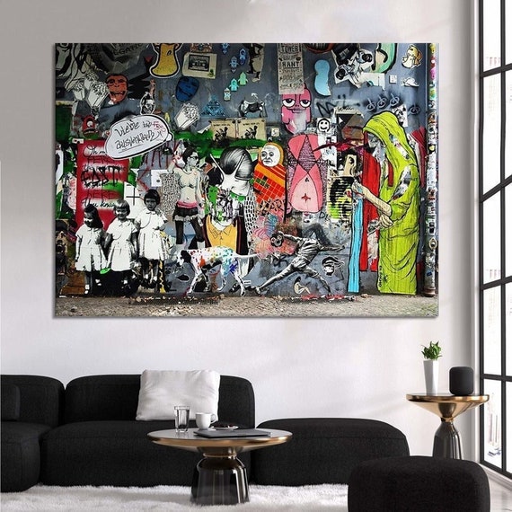 Banksy Modern Artwork Street Art Canvas Abstract Wall Decor - Etsy