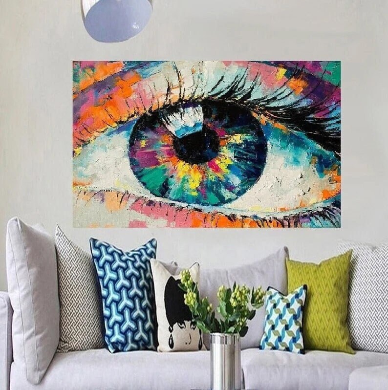 Eye Painting, Eye Wall Art, Eye Wall Decor, Eye Canvas Print, Colorful ...