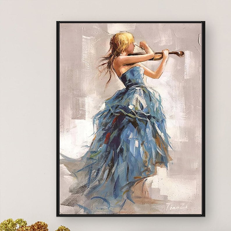 Violinist Oil Painting, the Violin Poster, Modern Wall Art, Ballerina ...