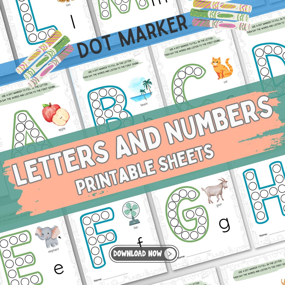 Alphabet & Number Dot Marker Printables – Preschool Learning (PDF) - Etsy