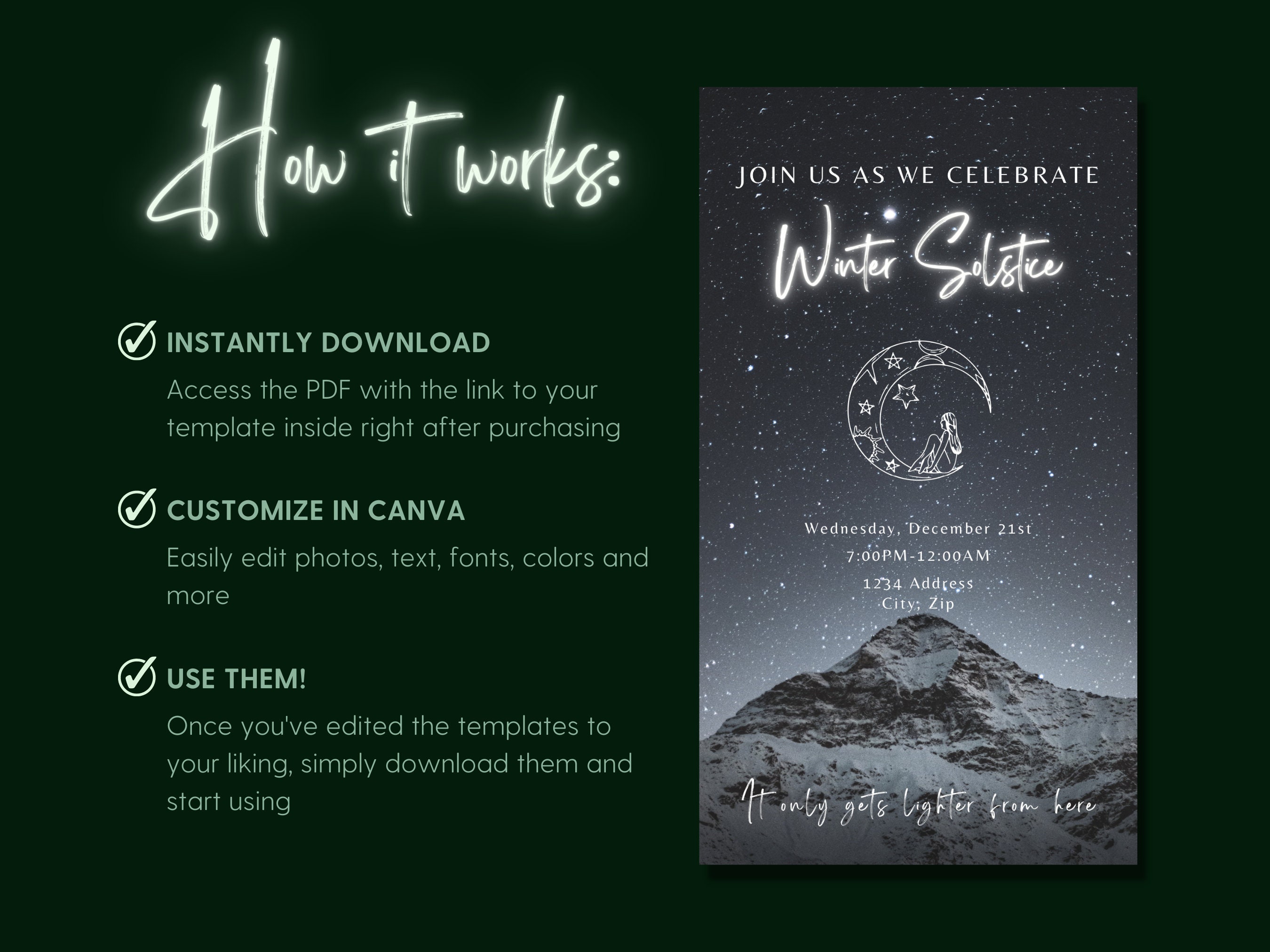 Editable Winter Solstice Celebration Invite | Winter Solstice ...