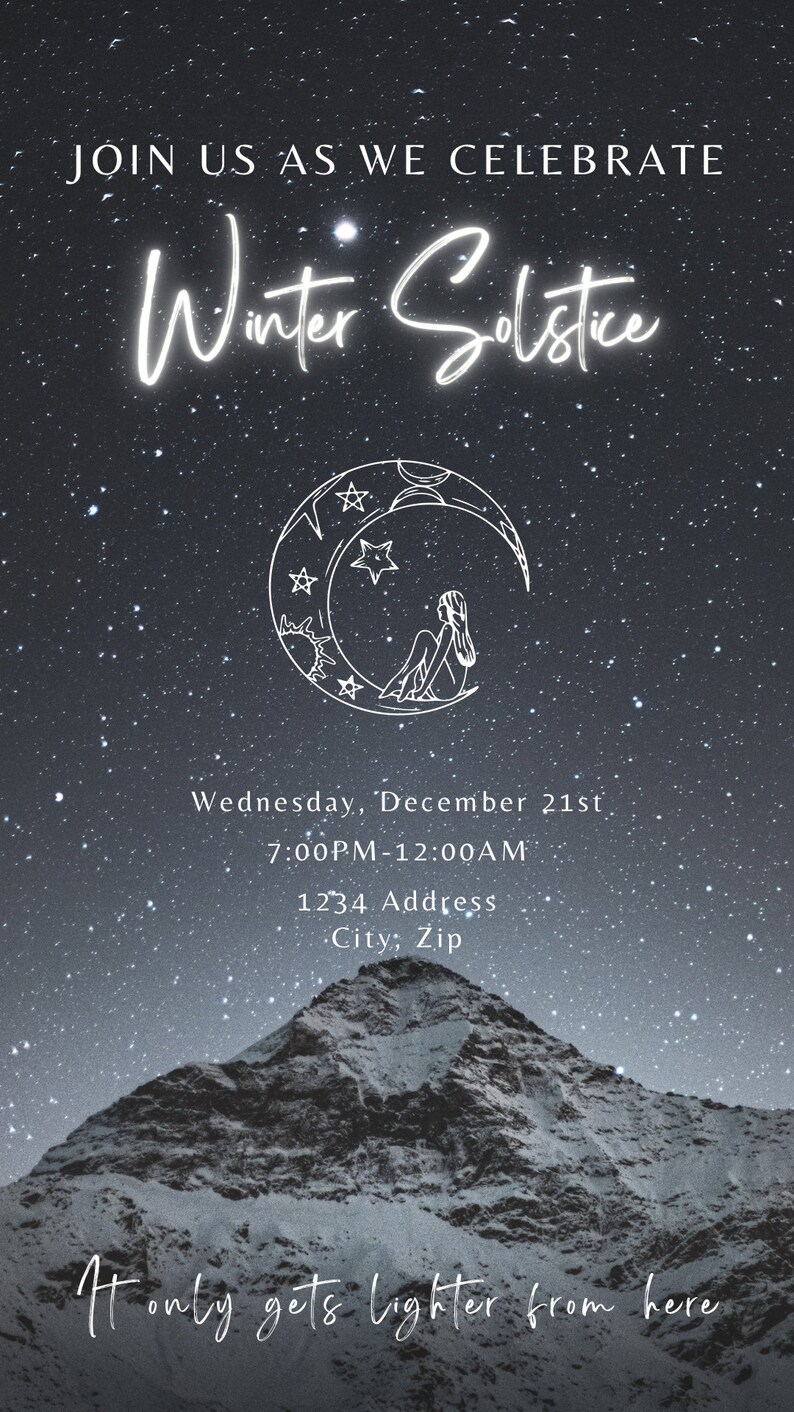 Editable Winter Solstice Celebration Invite | Winter Solstice ...