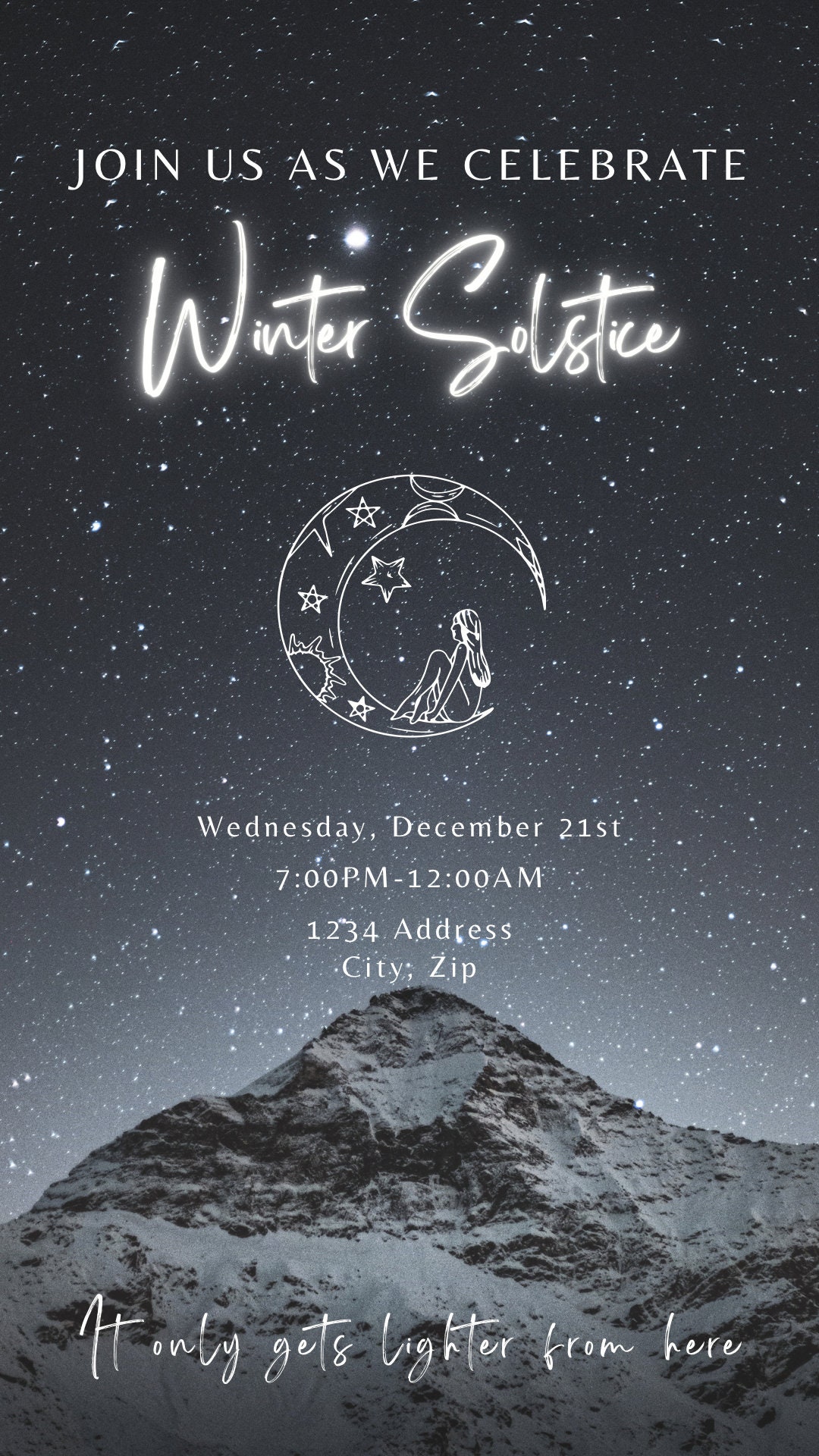 Editable Winter Solstice Celebration Invite | Winter Solstice ...