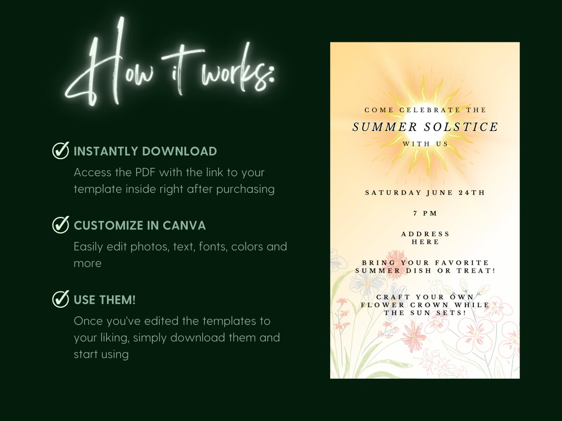 Summer Solstice Celebration Invitation | Summer Party Invite ...