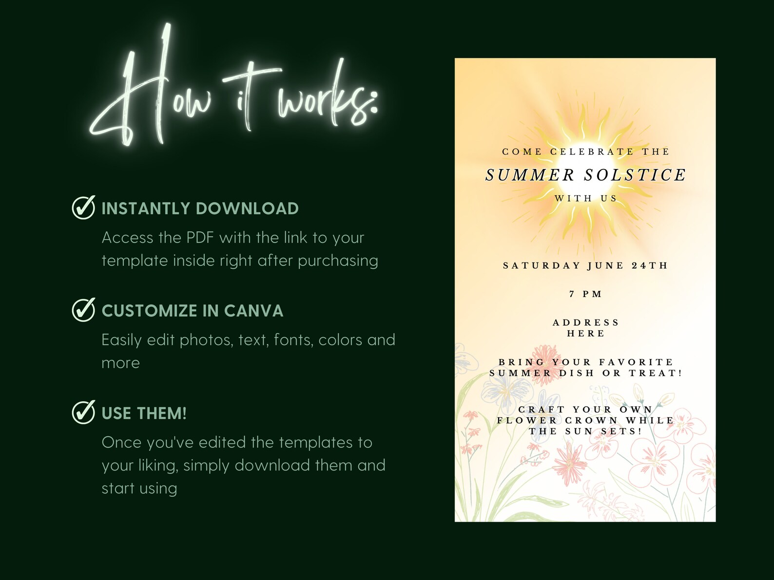 Summer Solstice Celebration Invitation | Summer Party Invite ...