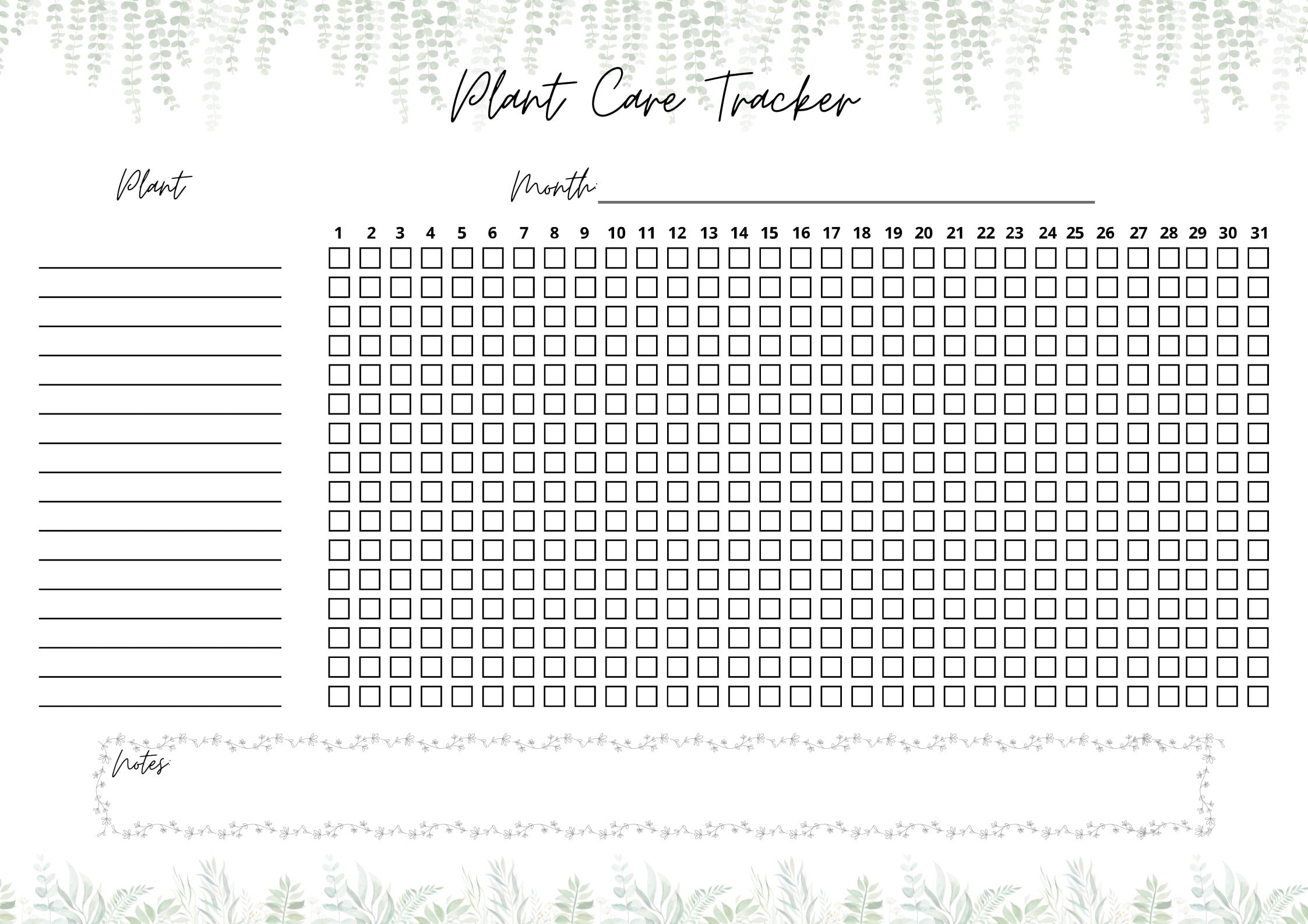 Plant Care Tracker | Digital Plant Tracker | Printable Plant Tracker - Etsy