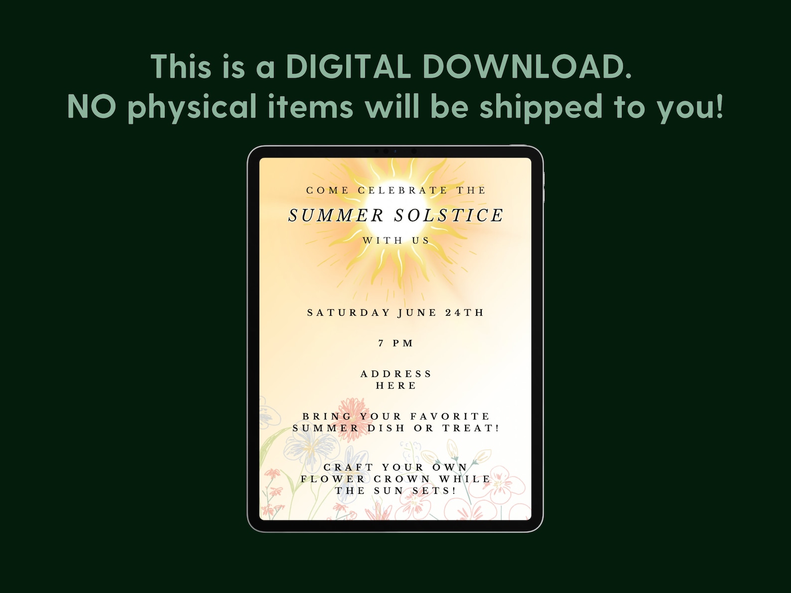 Summer Solstice Celebration Invitation | Summer Party Invite ...