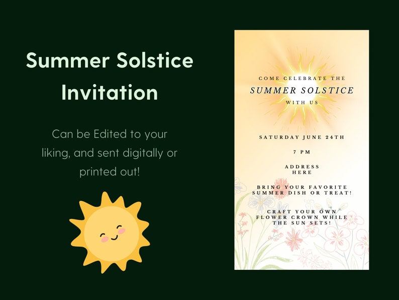 Summer Solstice Celebration Invitation | Summer Party Invite ...