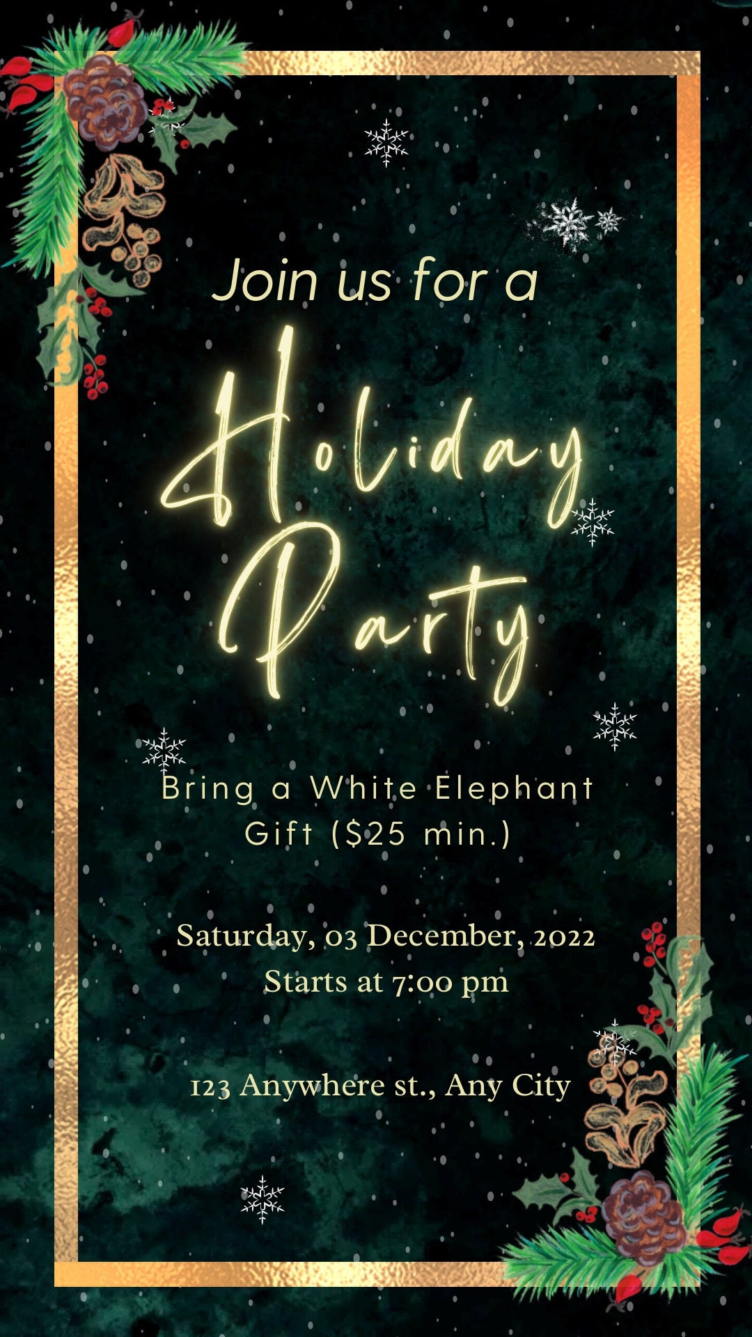Editable Holiday Party Invitation Template Trendy Christmas - Etsy