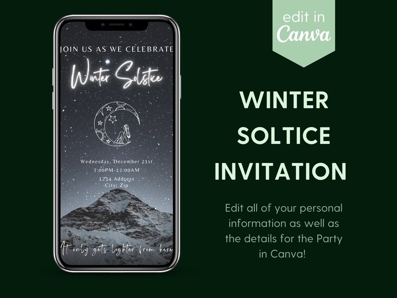 Editable Winter Solstice Celebration Invite | Winter Solstice ...