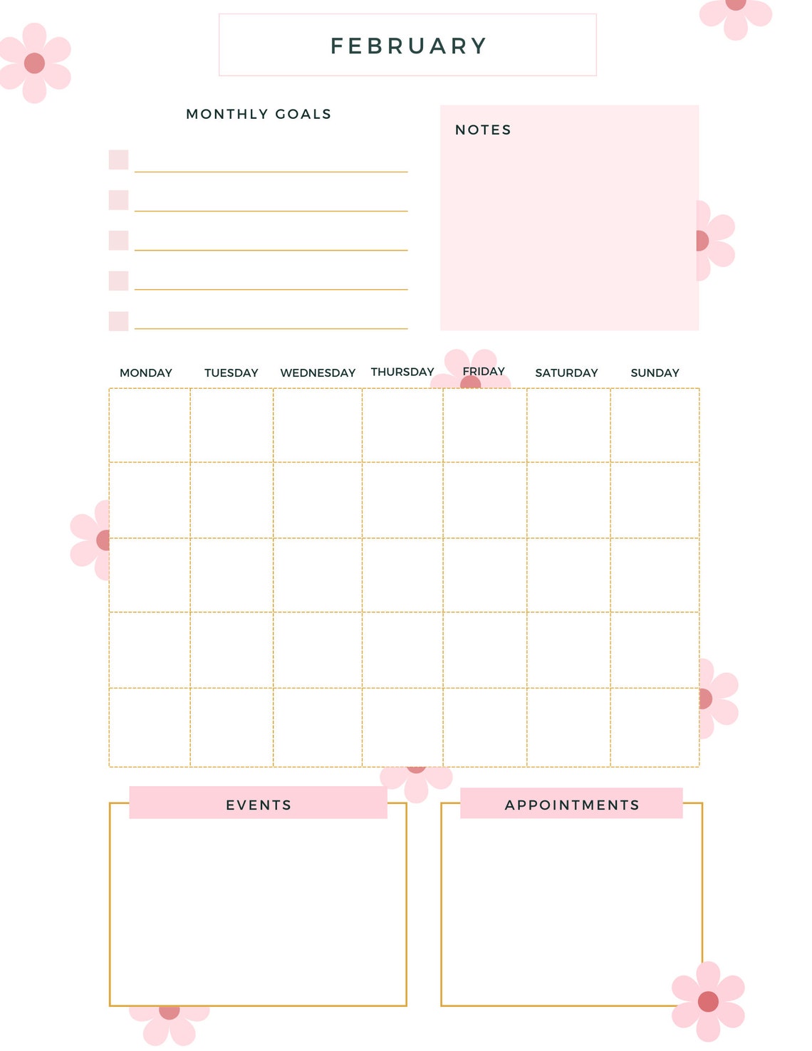 Digital Monthly Planner 12 Months Package, Downloadable Planner ...