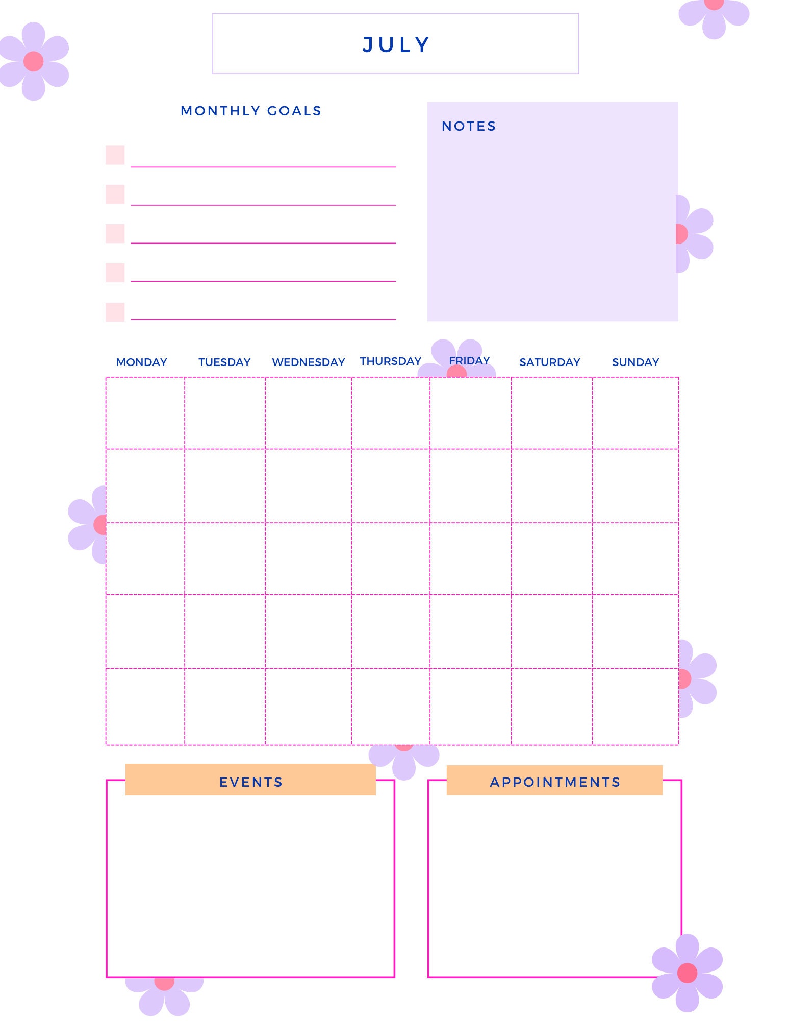 Digital Monthly Planner 12 Months Package, Downloadable Planner ...