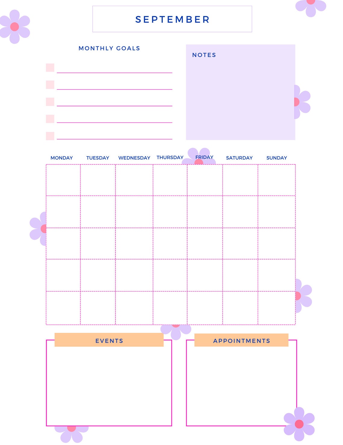 Digital Monthly Planner 12 Months Package, Downloadable Planner ...