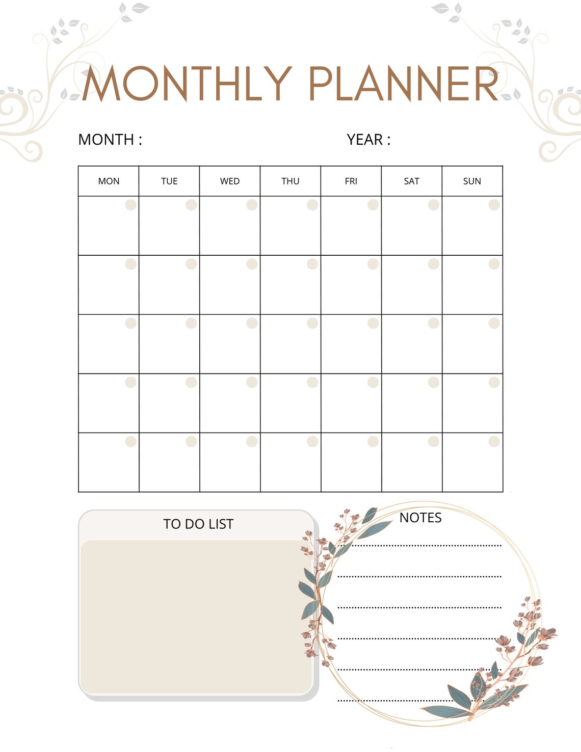 Digital and Printable Monthly and Weekly Planner - Etsy