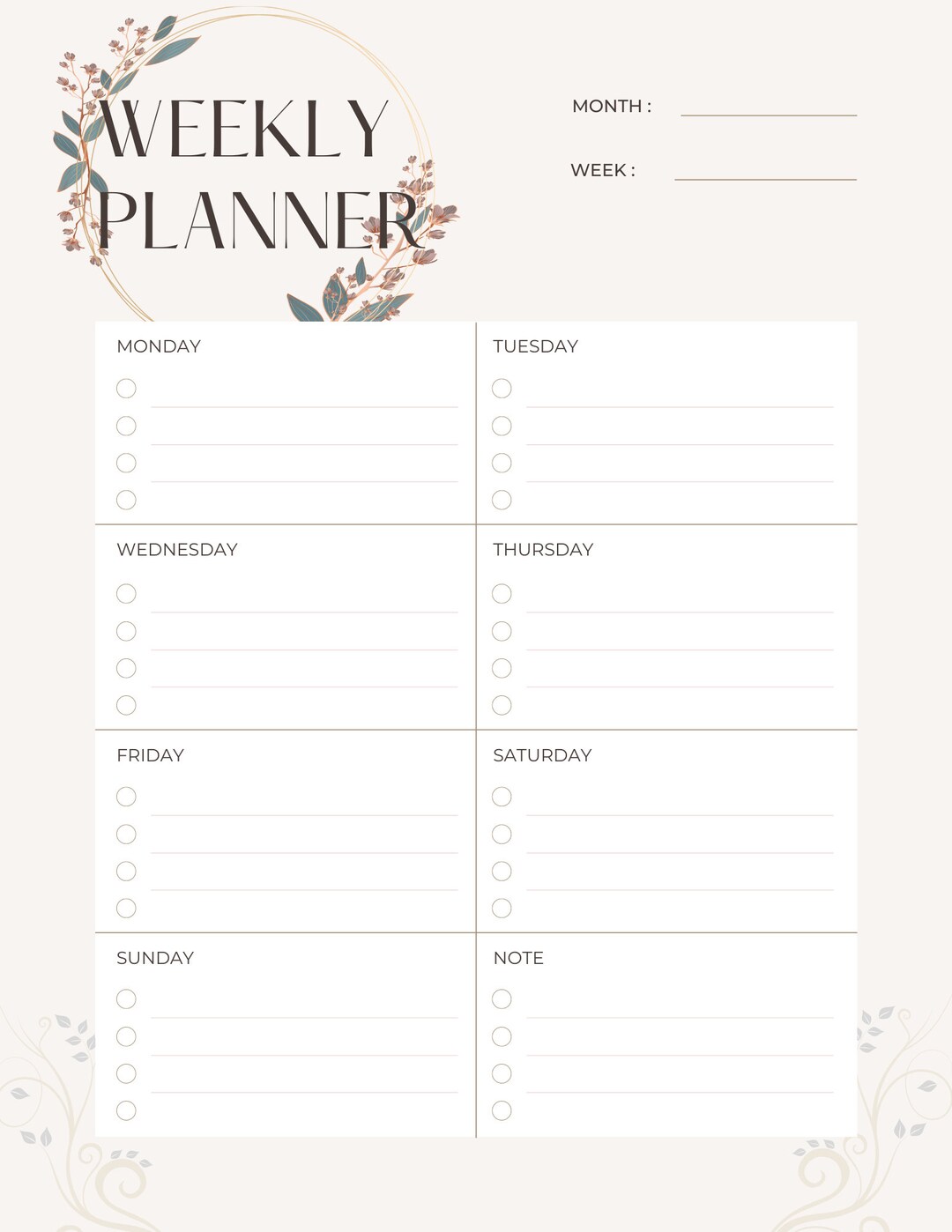 Digital and Printable Monthly and Weekly Planner - Etsy