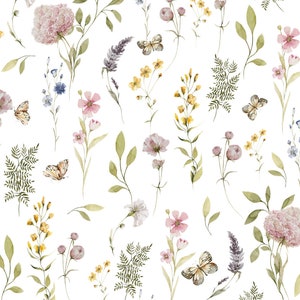 Valerie Wallpaper, Floral, Removable Wallpaper, Fabric Wallpaper, Girly ...
