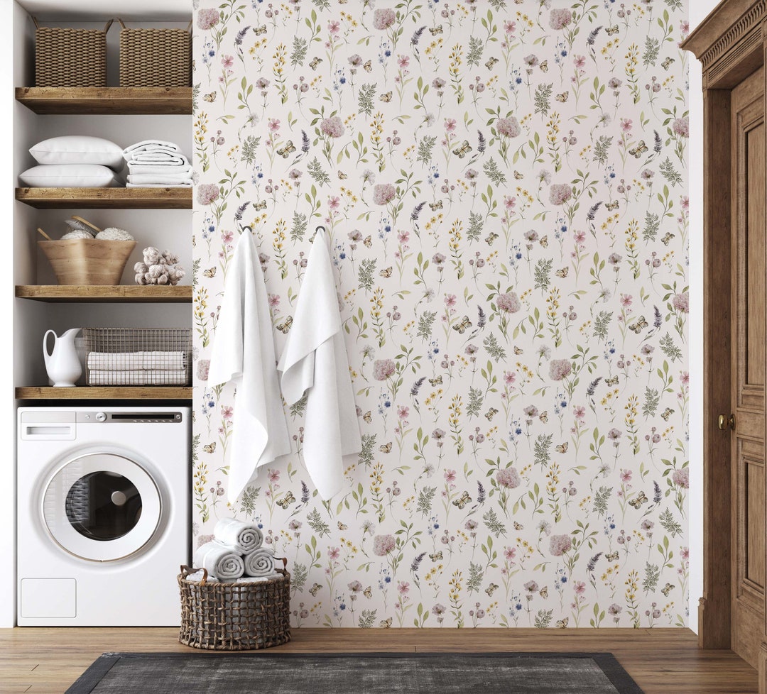 Valerie Wallpaper, Floral, Removable Wallpaper, Fabric Wallpaper, Girly ...