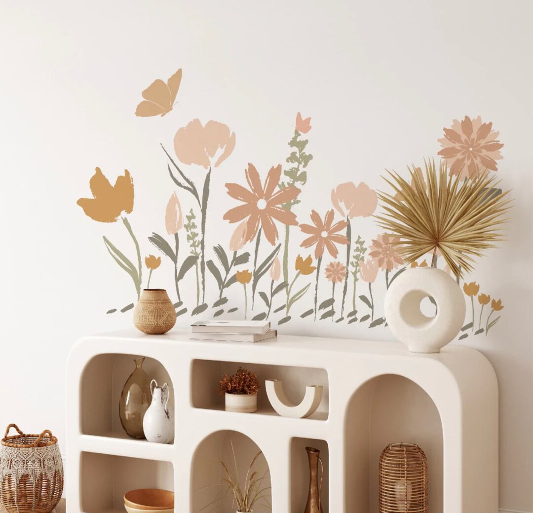 Amelia Floral Boho Flower Peel and Stick Vinyl Set - Etsy