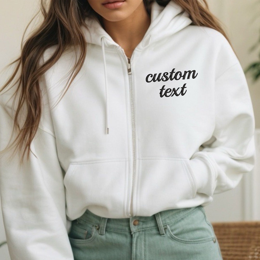 Custom Full-zip Hoodie, Embroidered Full-zip Hoodie, Personalized ...