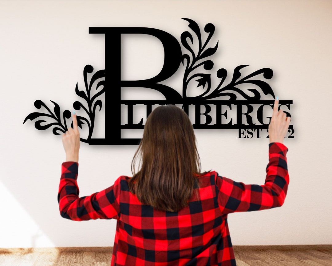 Custom Family Metal Name Sign, Personalized Split Letter Last Name ...