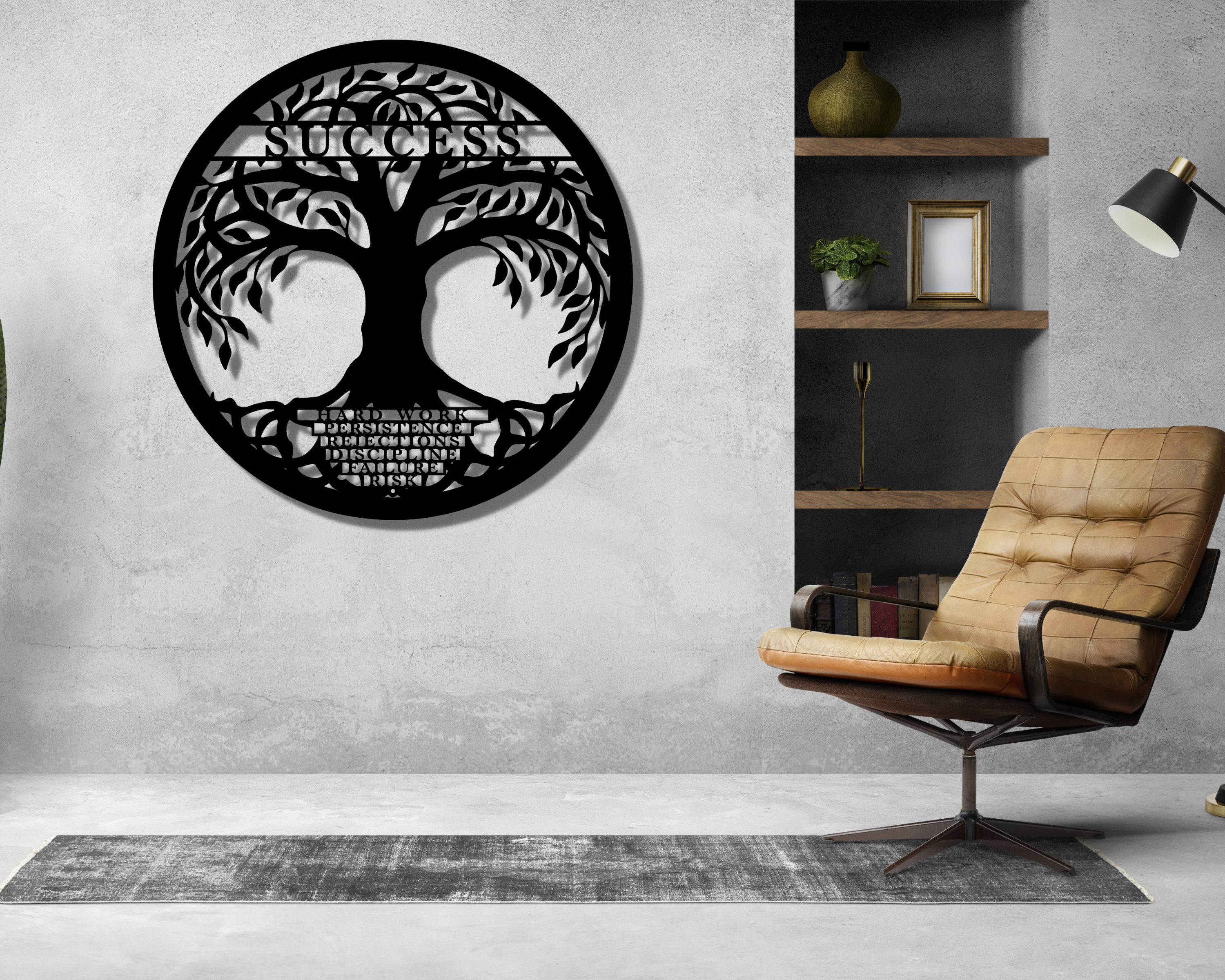 Tree of Life Metal Sign With Success Positive Quotes, Round Wall Art ...