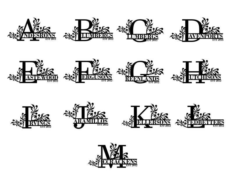 Custom Family Metal Name Sign, Personalized Split Letter Last Name ...