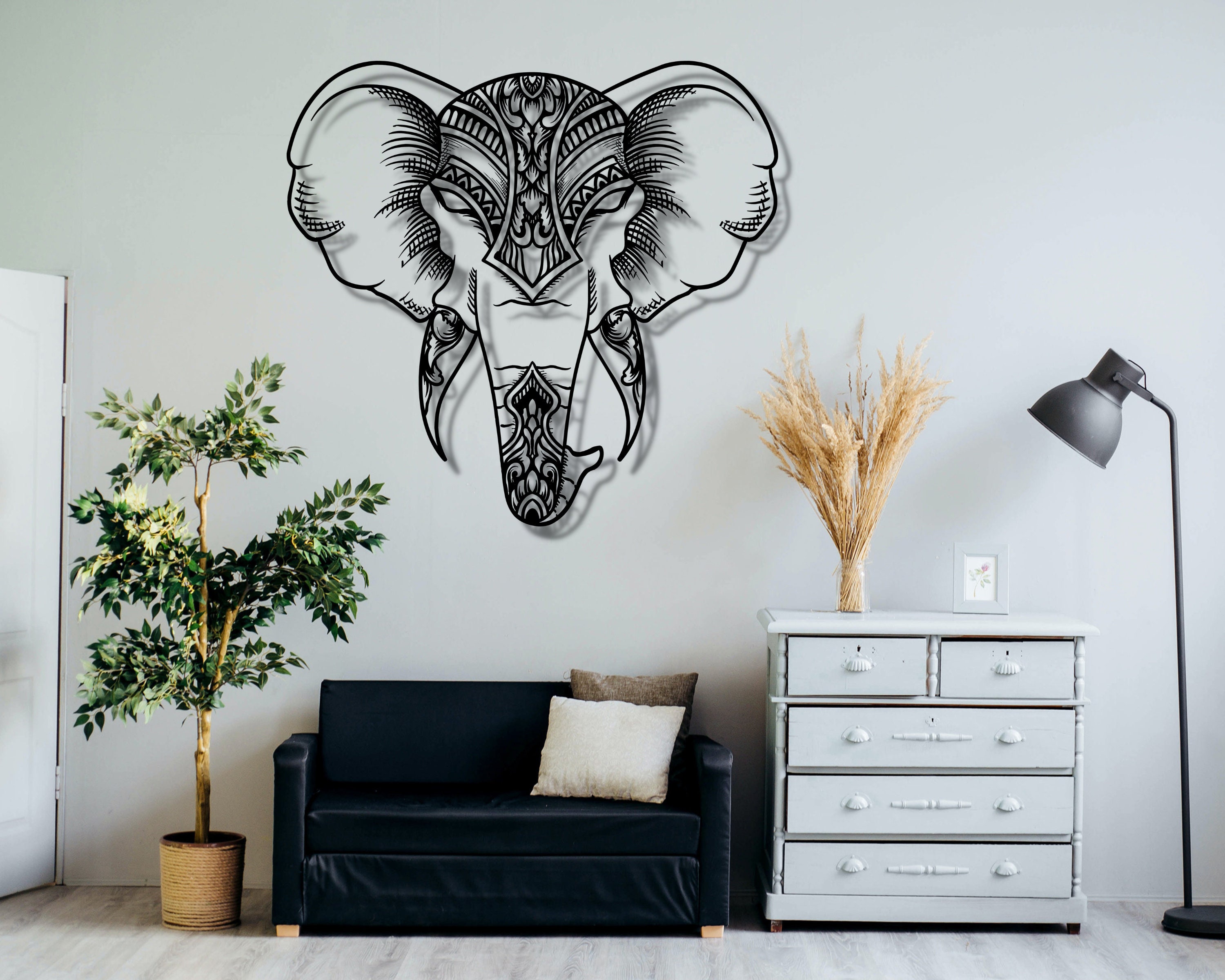 Metal Wall Art, ELEPHANT Sign Decoration Gift for Wildlife Lover ...