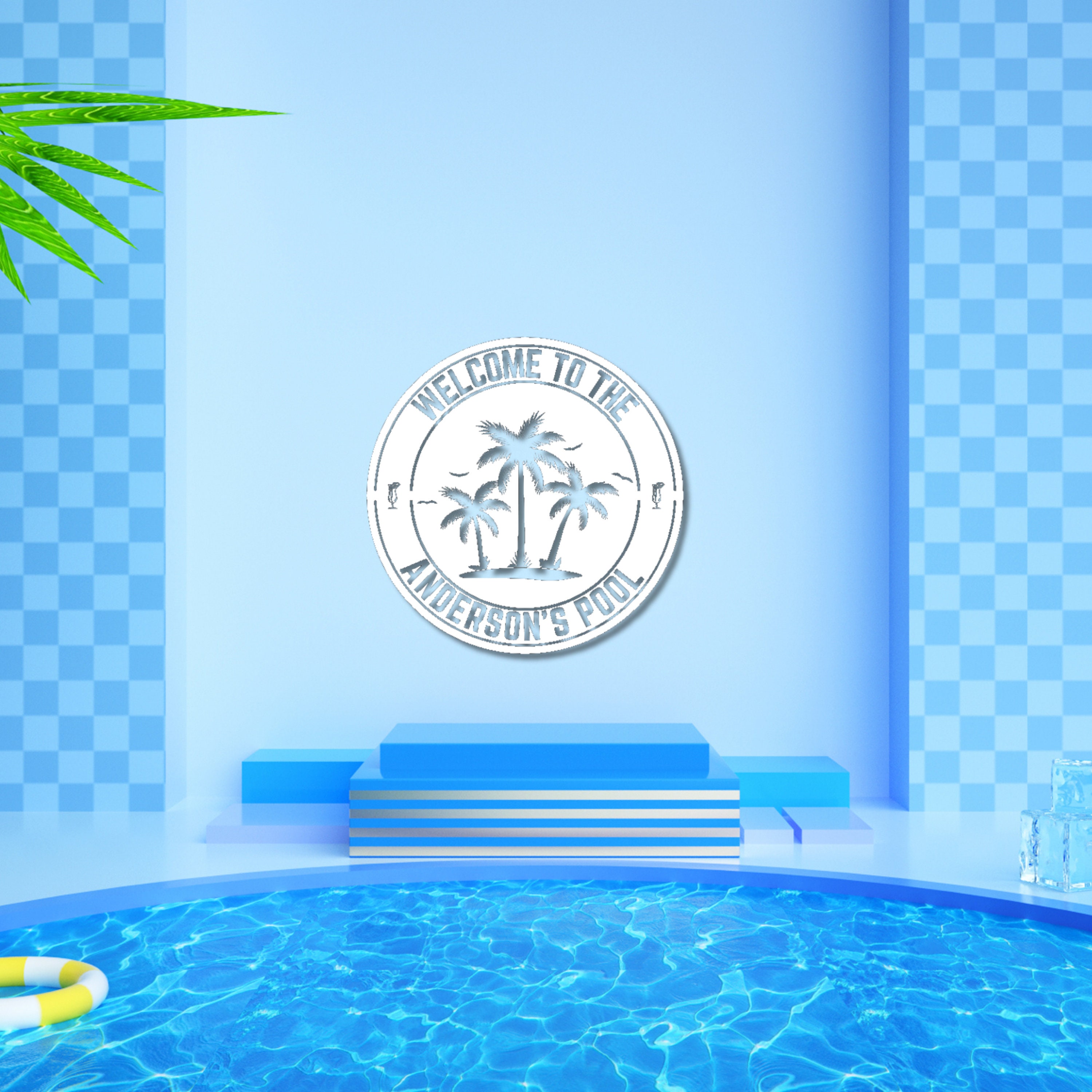 Custom Family Name Poolside Bar Sign, Oasis Sign for Tropical Pool ...