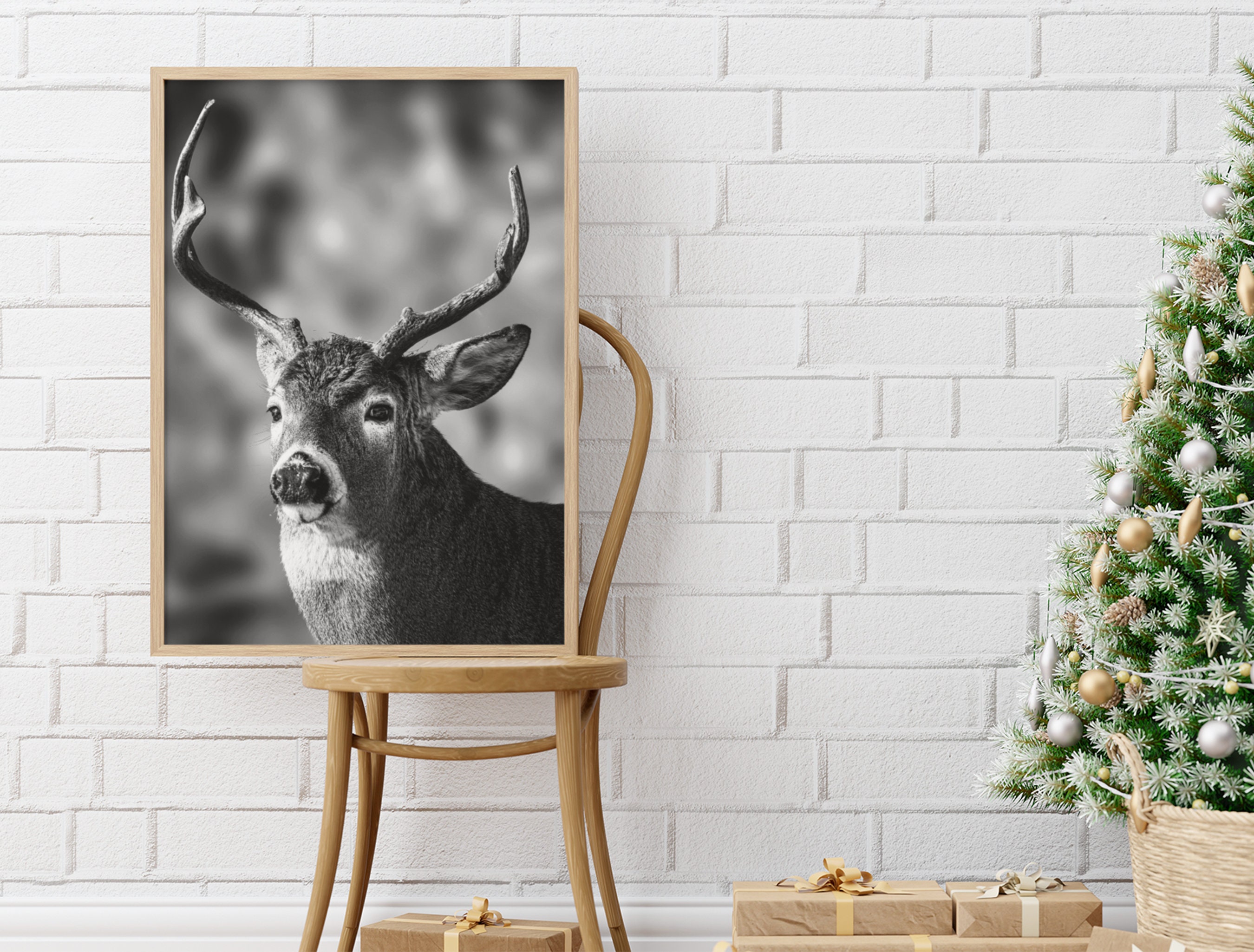 Black and White DEER Printable Poster Wall Decor Art, UNFRAMED Baby ...