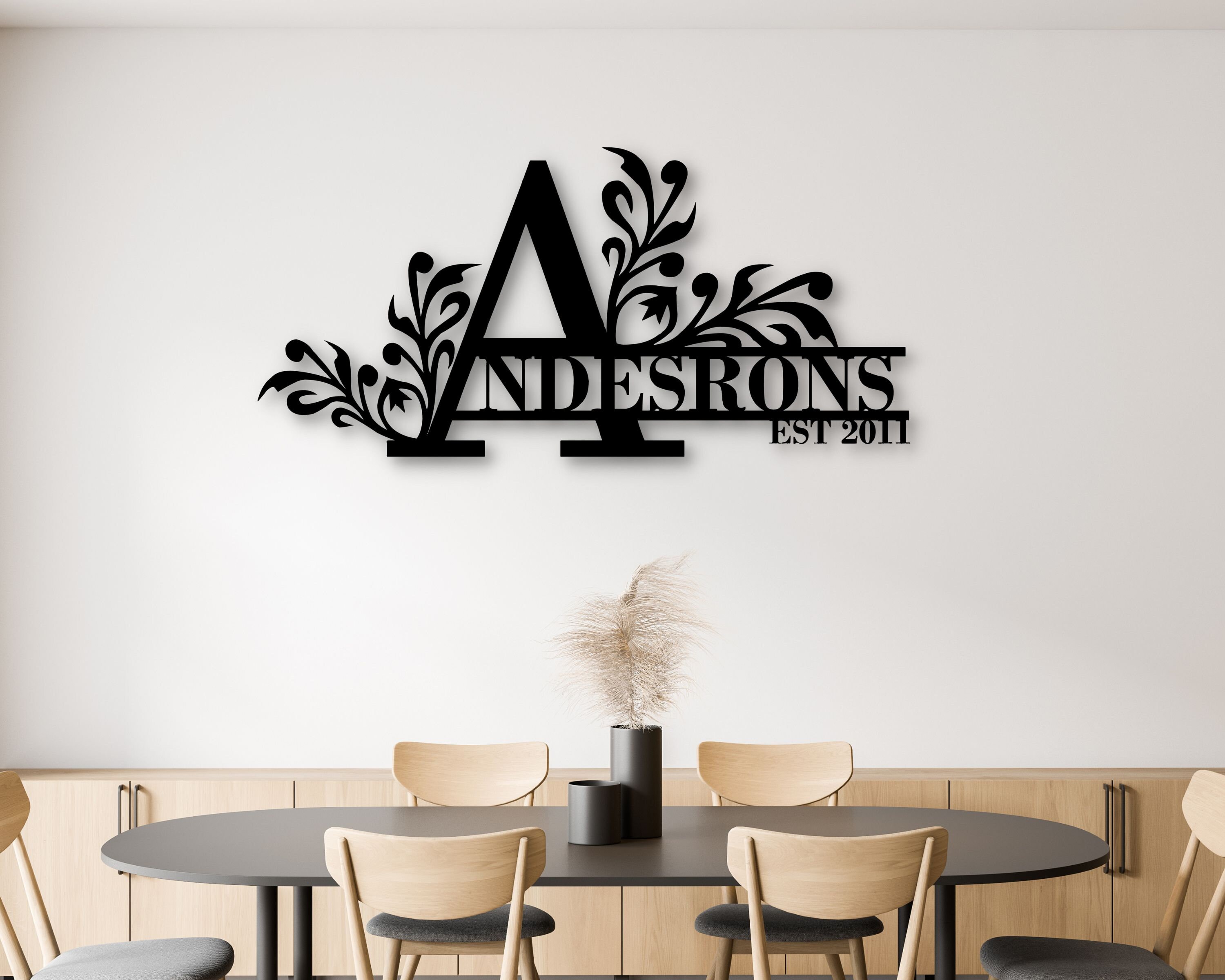 Custom Family Metal Name Sign, Personalized Split Letter Last Name ...