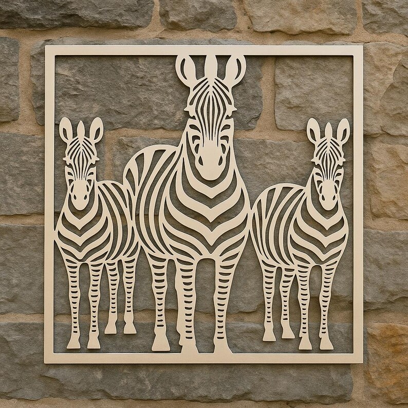 Three Zebra Metal Wall Art – Laser Cut Animal Silhouette Sign | African ...